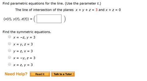 solved find parametric equations for the line use the