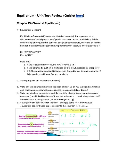 Sch4u Ap Chemistry Equilibrium Summarytest Review Equilibrium