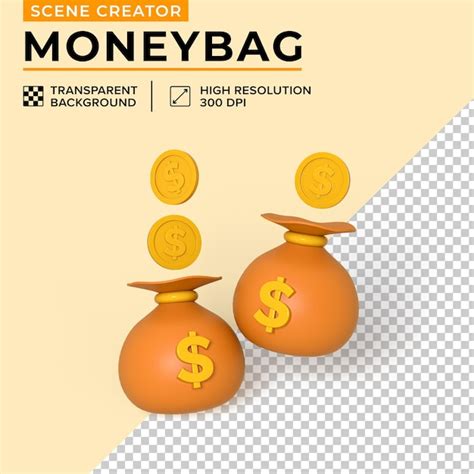 Premium Psd Twi Moneybag And Coin Scene Creator 3d Illustration