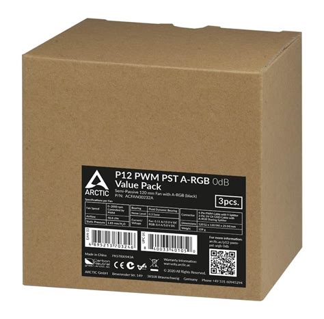 Arctic P12 PWM PST A RGB 3 pack value pack Kabinet køler 120mm Sort med RGB LED lys 24 dBA