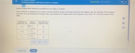 Solved Predicting Whether Molecules Are Polar Or Nonpolar