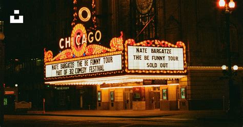 A Chicago Theater Marquee Lit Up At Night Photo Free Chicago Image On