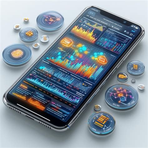 Modern Smartphone Displaying Data Charts And Analytics On A Detailed Digital Interface Premium