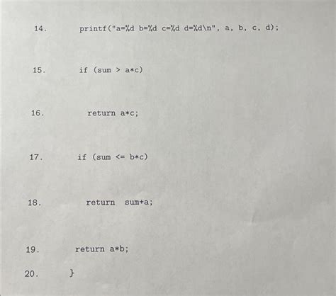 Solved Printf A Db Dc Dd D N A Return Chegg Com