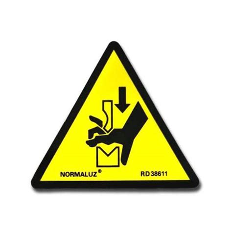 Señal Triangular Adhesiva Con Tinta Uv Riesgo De Atrapamiento