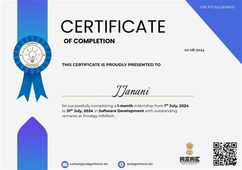 Janani Jaganathan On Linkedin 🌟 Thrilled To Announce My Internship Completion 🌟 I Am Incredibly