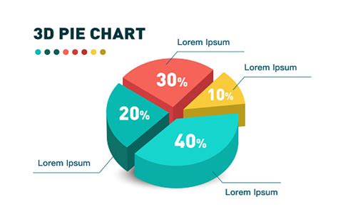 3d Pie Chart Four Piecesinfographic Isometric Puzzle Circular
