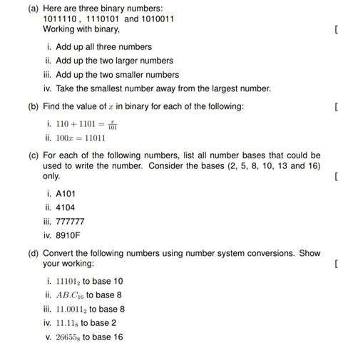Solved A Here Are Three Binary Numbers 101111 Solutioninn
