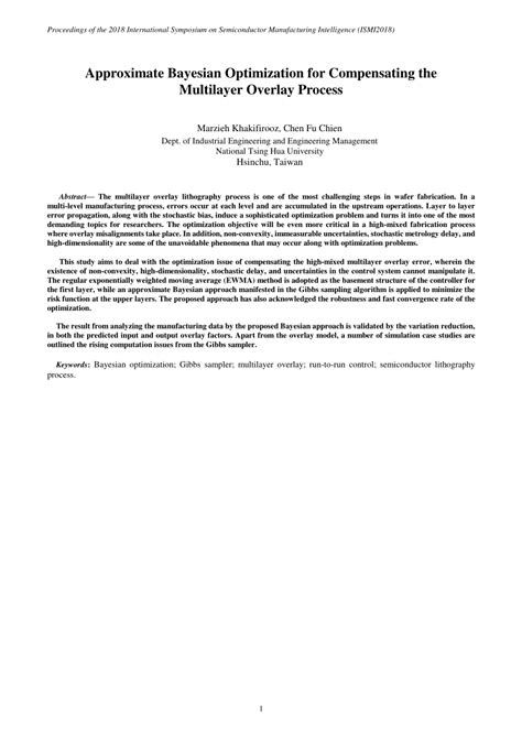 Pdf Approximate Bayesian Optimization For Compensating The Multilayer