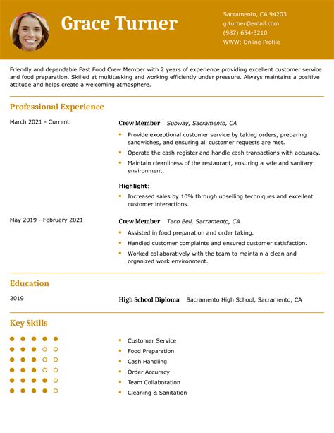 25 Best Fast Food Worker Resume Examples And Templates For 2026