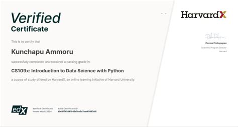 completed data science with python course ammoru kunchapu posted on