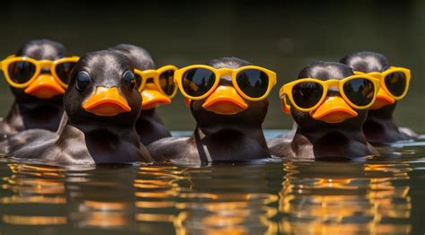 Premium Photo Ducks In Sunglasses Enjoying Water