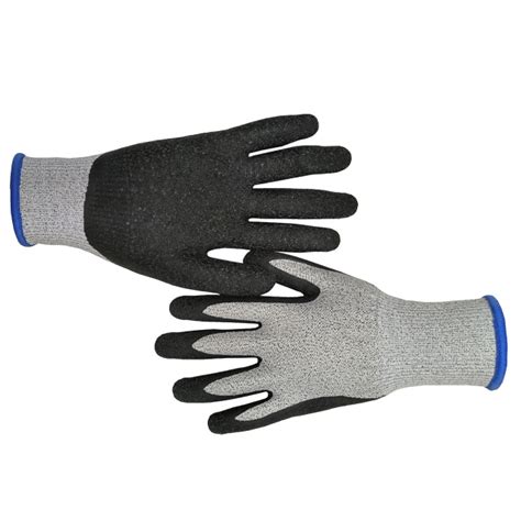 Level 5 Durable Anti Abrasion Hppe Latex Cut Resistant Crinkle Coated