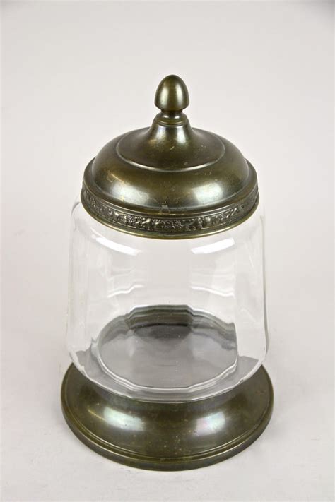Art Nouveau Candy Glass Jar Or Punch Bowl With Lid Austria Circa 1910