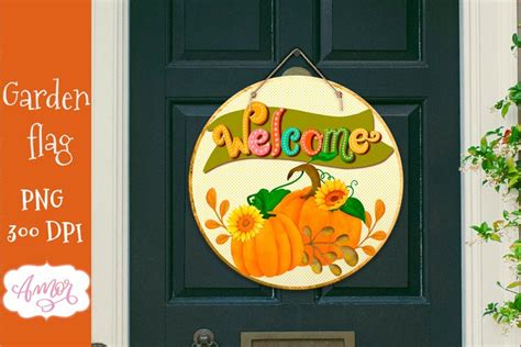 Welcome Fall Round Sign For Sublimation Png Design