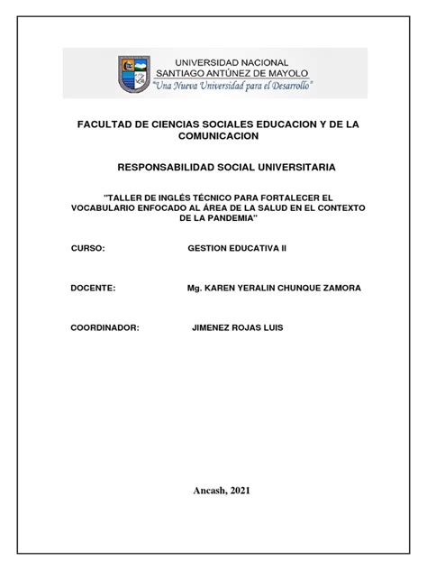 Proyecto De Responsabilidad Social Pdf Aprendizaje Segundo Lenguaje