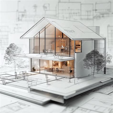 Modern Architectural Blueprint Of A Contemporary Home Premium Ai Generated Image