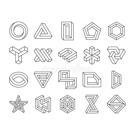Impossible Geometric Shape Icons Set Vector Stock Vector Illustration
