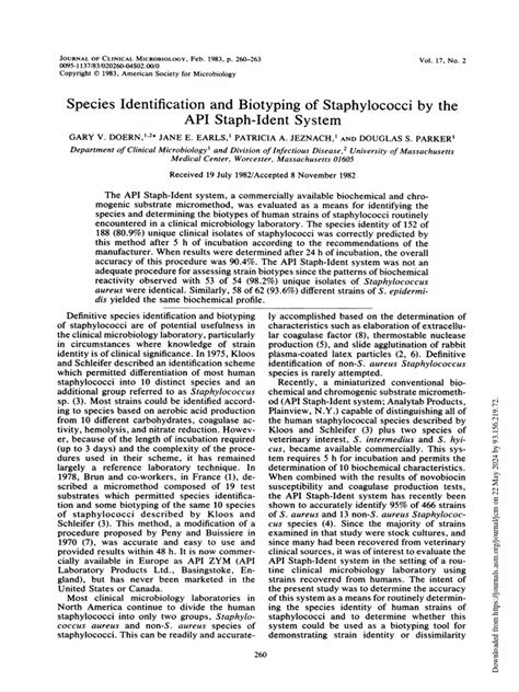 Doern Et Al 1983 Species Identification And Biotyping Of Staphylococci