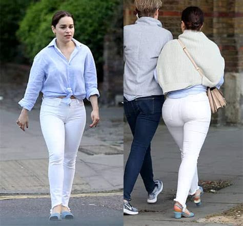 Emilia Clarke In Regular WHITE Pants BODACIOUS BOOTY GirlsInYogaPants Com