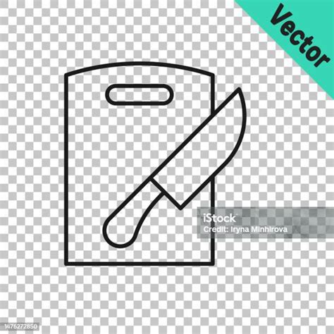 검은 선 투명한 배경에 격리된 도마와 칼 아이콘 도마 기호입니다 칼 붙이 기호입니다 벡터 0명에 대한 스톡 벡터 아트 및 기타 이미지 Istock