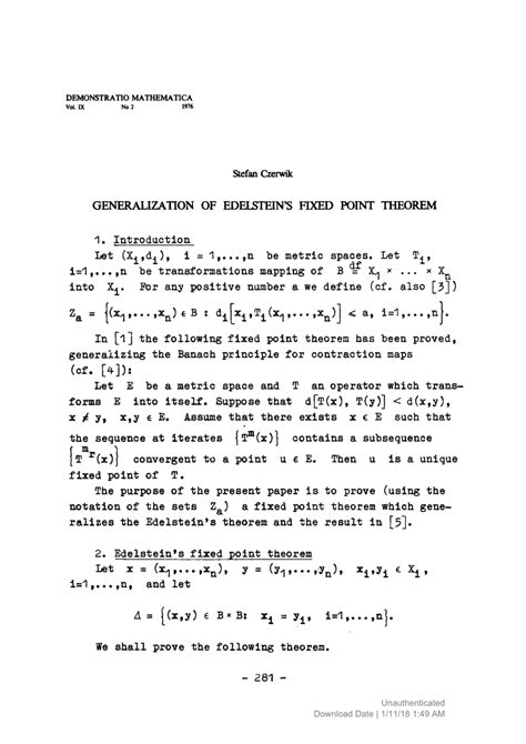 Pdf Generalization Of Edelsteins Fixed Point Theorem