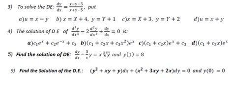 Solved To Solve the DE: = dy/dx = x - y - 3/x + y - 5, put | Chegg.com