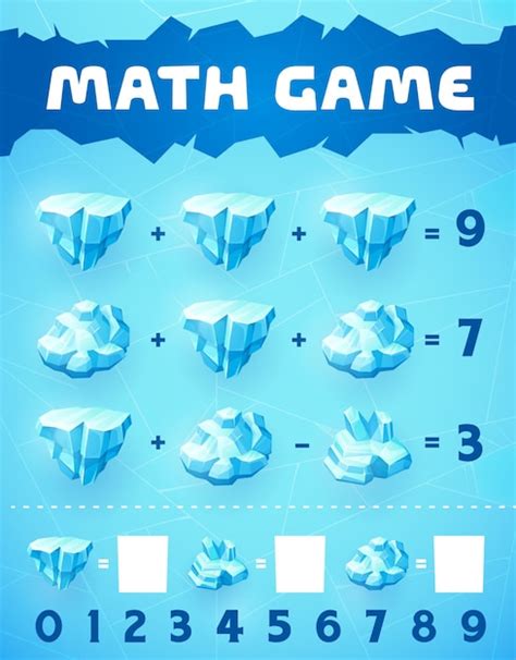 Hoja de trabajo de juego matemático cristales de hielo y fragmentos
