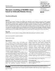 Dynamic Modeling Of Scara Robot Based On Udwadia Kalaba Theory Pdf Special Issue Article