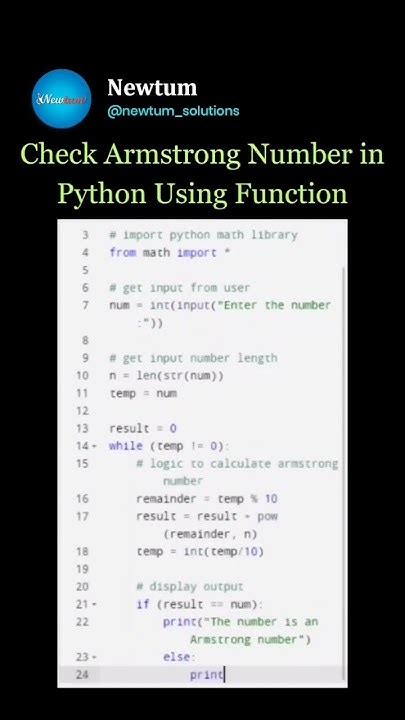 Check Armstrong Number In Python Using Function Newtum