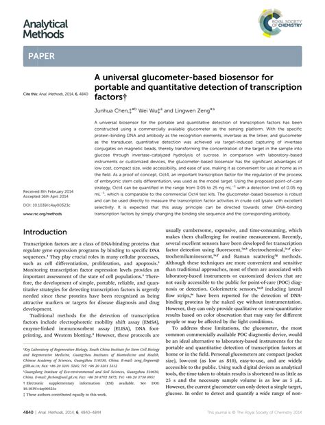 Pdf A Universal Glucometer Based Biosensor For Portable And