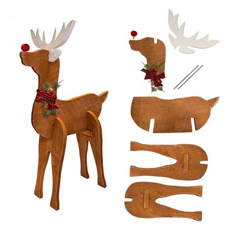 Amish Wood Reindeer Statue Handmade Christmas Decoration