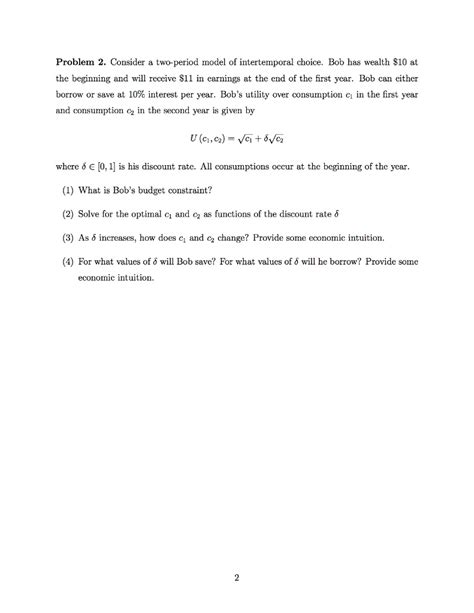 Solved Problem 2 Consider A Two Period Model Of