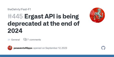 ergast api is being deprecated at the end of 2024 · theoehrly fast f1