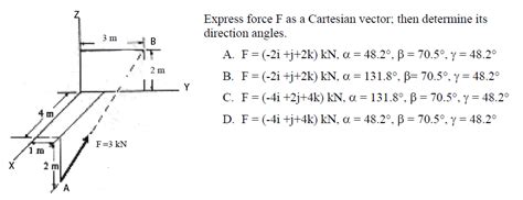 Solved Express Force F As A Cartesian Vector Then Determine