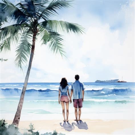 Premium Ai Image Asian Couple Banner Summer Romance Generate Ai