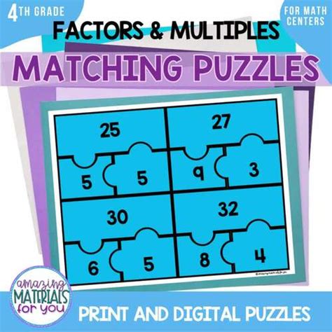 Factors And Multiples 2s Through 12s Matching Puzzles Tpt