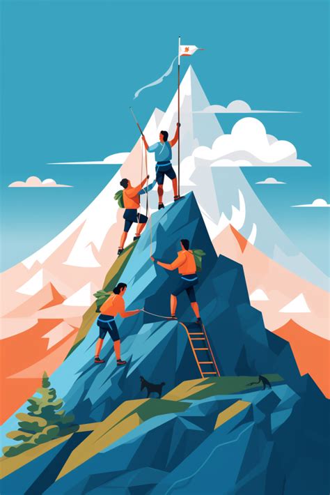 攀登山峰扁平化企业文化团队协作场景插画png下载 编号568819288165717524 设图网
