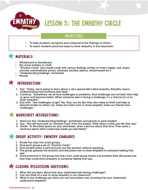 Empathy 5 Printable Sel Lesson Plans Sel Games Lesson Plans And