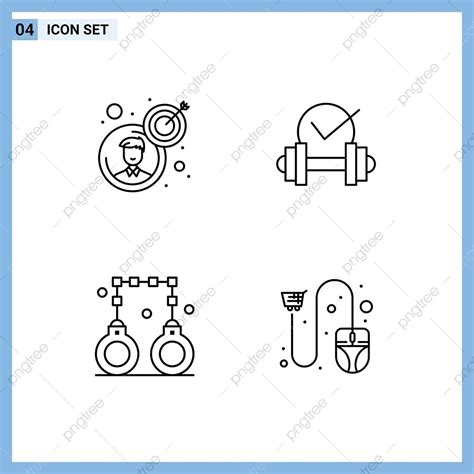 Set Of 4 Vector Filledline Flat Colors On Grid For Business Design Mouse Of Png And Vector