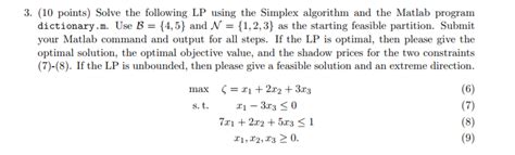 Solved 3 10 Points Solve The Following Lp Using The