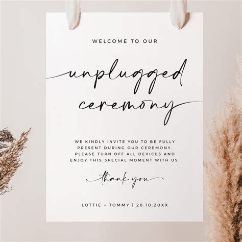 Unplugged Ceremony Sign Template Modern Unplugged Wedding Sign