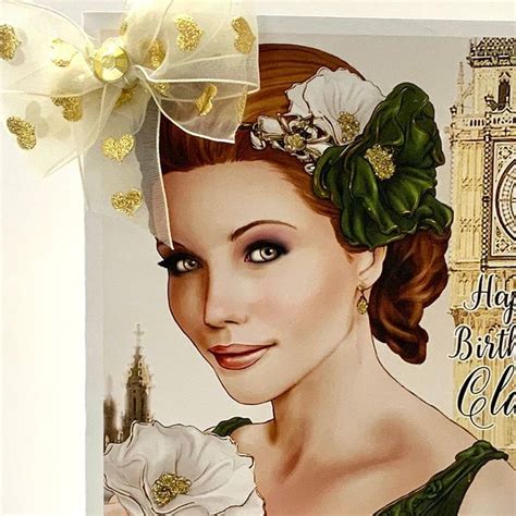 Female Birthday Card Art Deco Lady Handmadeideal For Etsy Uk