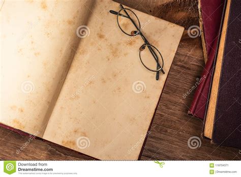 Vintage Glasses On Open Old Book Stock Image Image Of Close Library