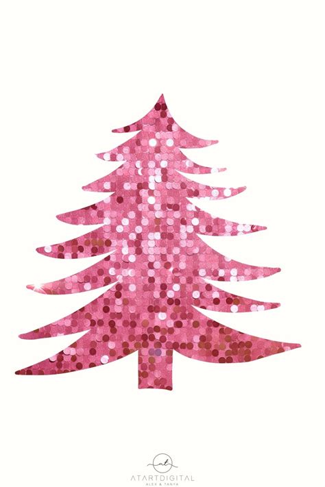 Merry Christmas Sequin Png For Shirt Pink Christmas Tree