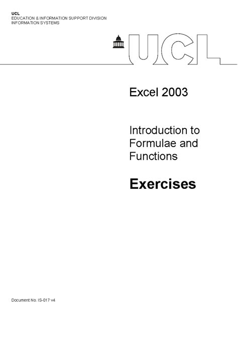 Excel Intro Functions Tasks Ucl Education And Information Support
