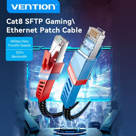 Vention Cat 8 Ethernet Cable High Speed 40Gbps Gold Plated RJ45 Connectors Heavy Duty SFTP LAN