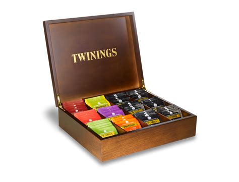 Twinings Black Wooden Tea Chest Box New Design 8 Compartment Black