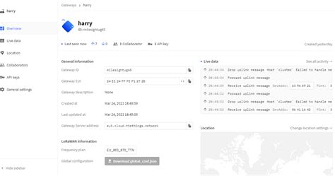 things stack milesightゲートウェイの統合（semtech packet forwarder経由） milesight