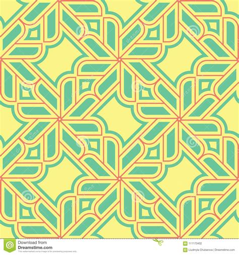 Geometric Seamless Pattern Yellow Background With Pink And Green